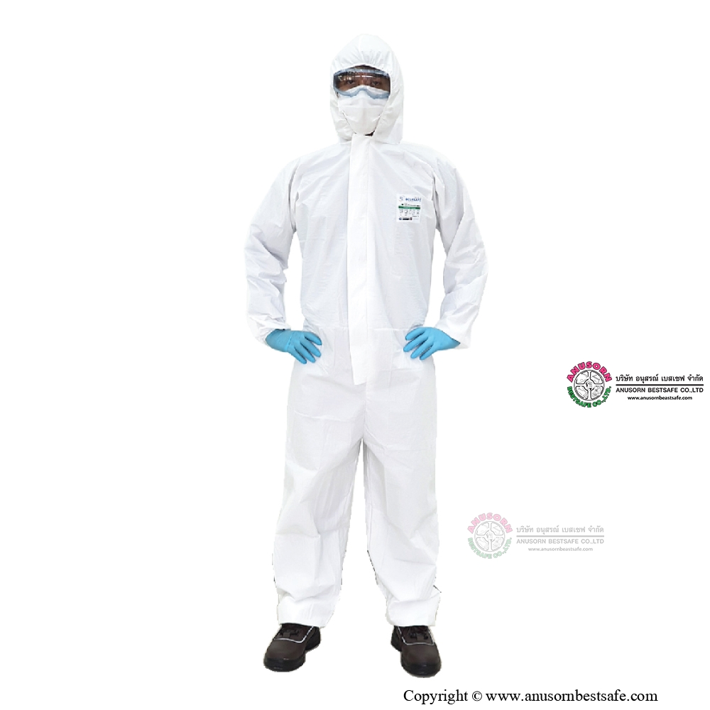 SF-001 COVERALL -SF-STANDARD-MED ชุดป้องกันฝุ่นและสารเคมี Type 5,6 Level C # BESTSAFE Size: M ...